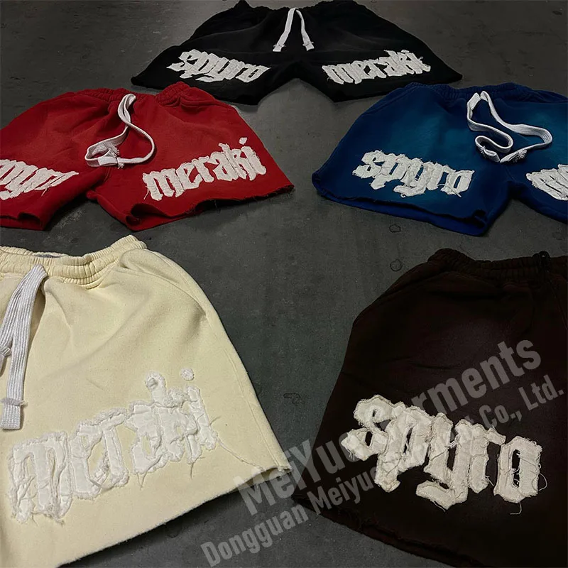 Custom Jogger Logo High Quality Cotton Applique Embroidery Shorts ...