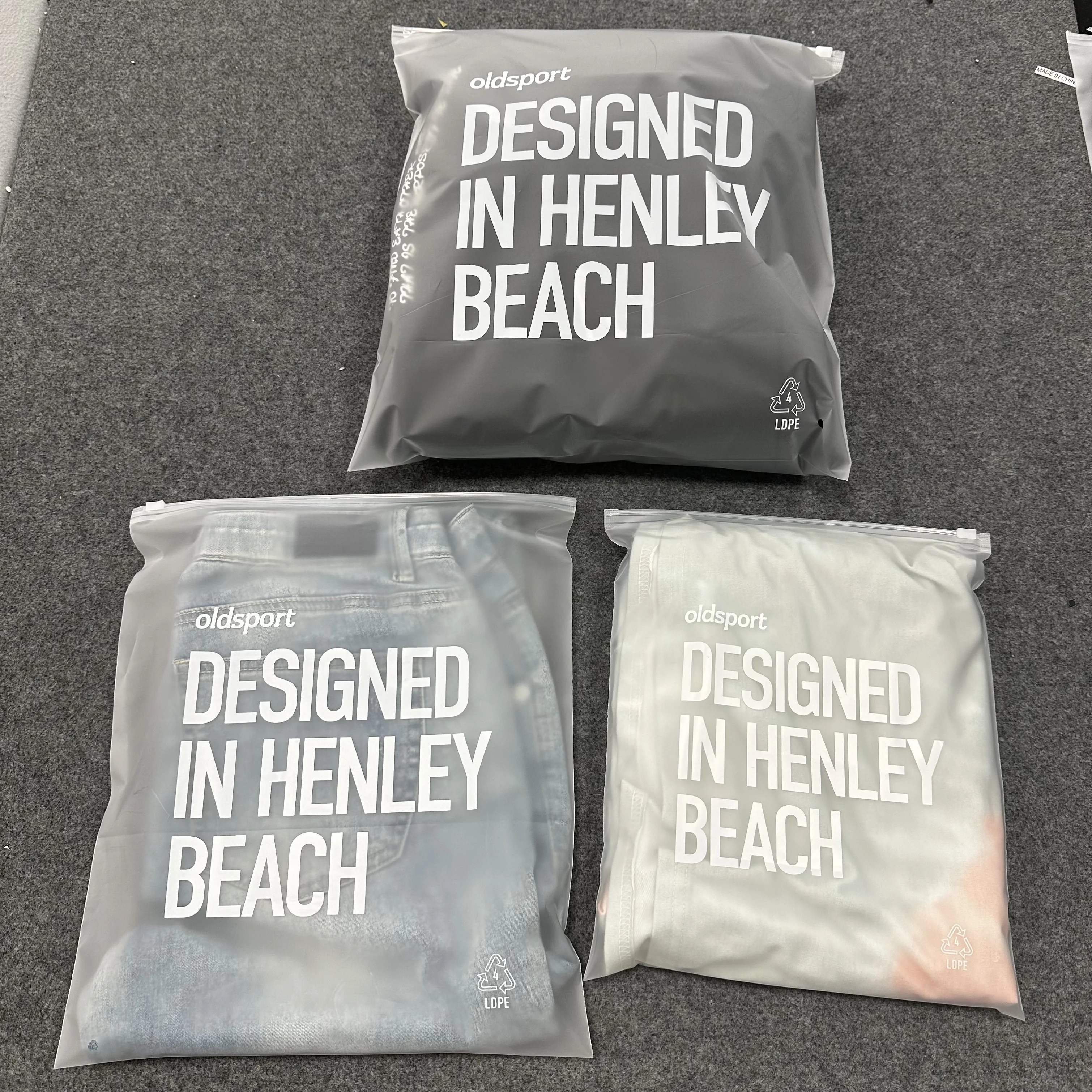 Custom Matte Frosted Eco Friendly Garment Packaging Poly Zipper BagsT ...