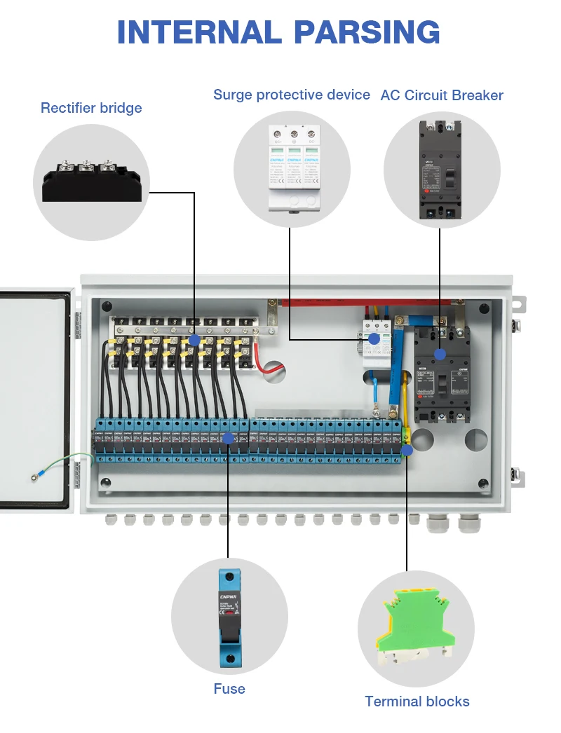 Mingguan Abs Pv Dc Combiner Box 6 In 1 Out 1000v And 120a Solar Panel ...