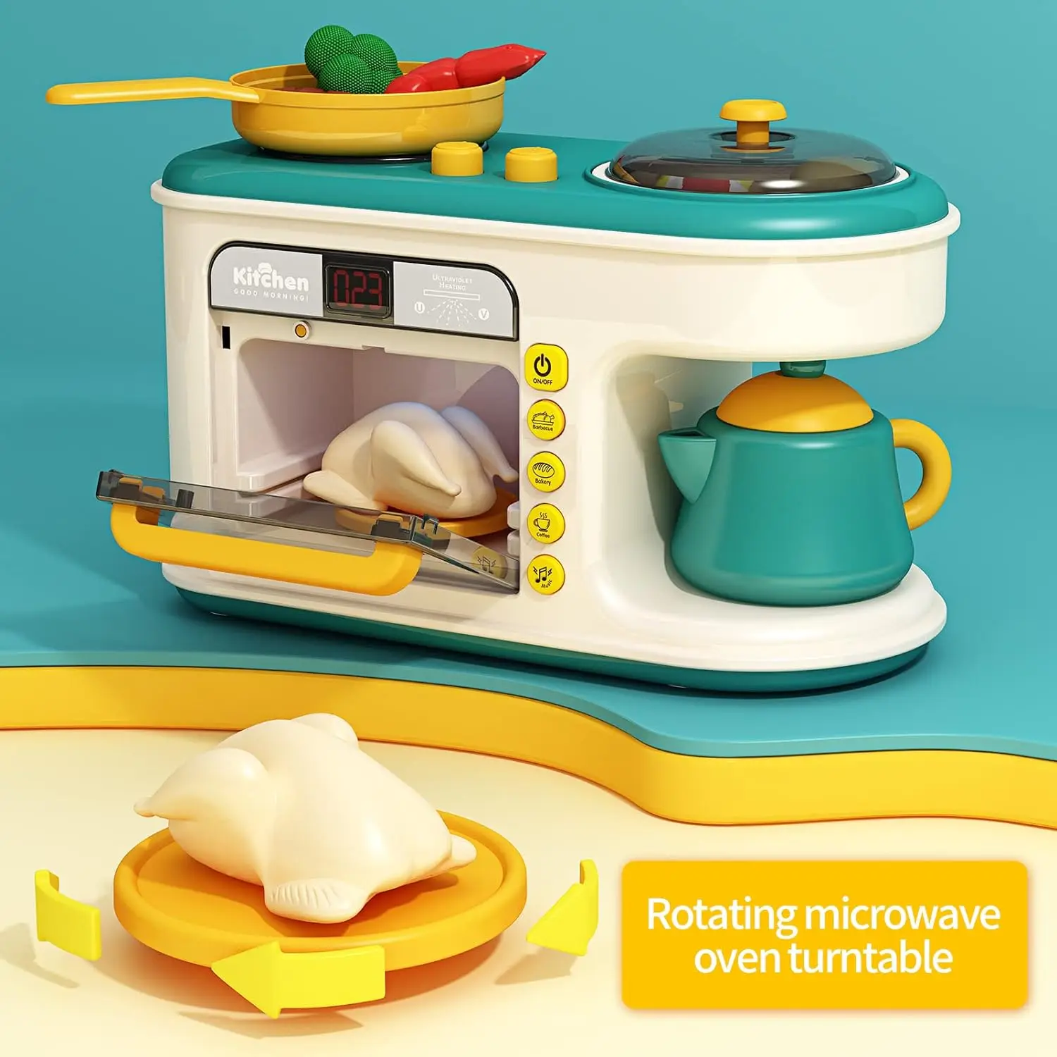 Microwave Oven Pretend Play Preschool Kitchen Accessories Teapots Toys ...