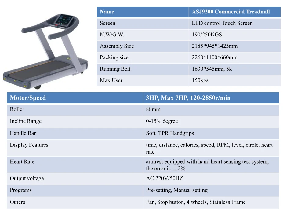 9200 Fitness Electric Treadmill - 15% Incline Cardio Machine