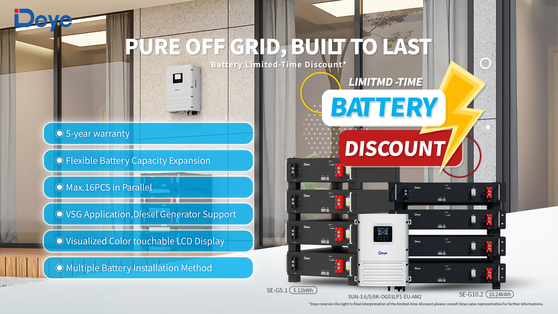 Deye SUN-3.6/5/6K-OG01LP1-EU-AM2 Inverter - Efficient Solar Power