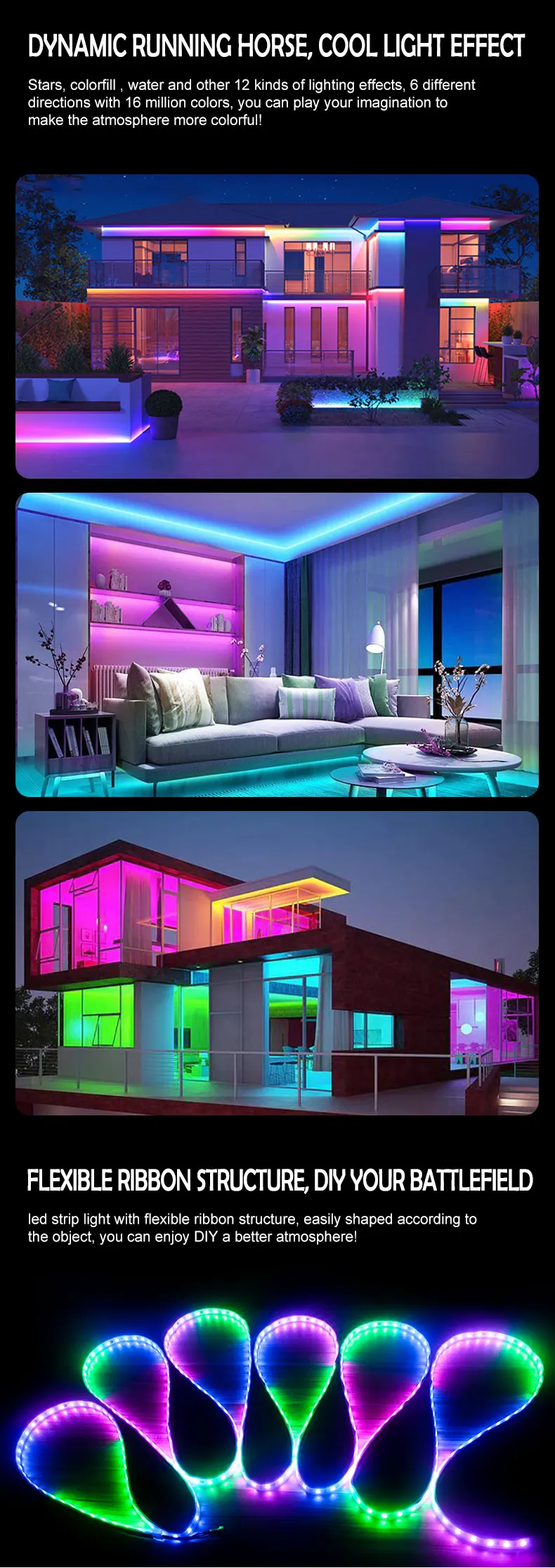 Rgb Strip Light 12v 24v 5050 Colour Multicolor Change 5m 10m 50m Wifi ...