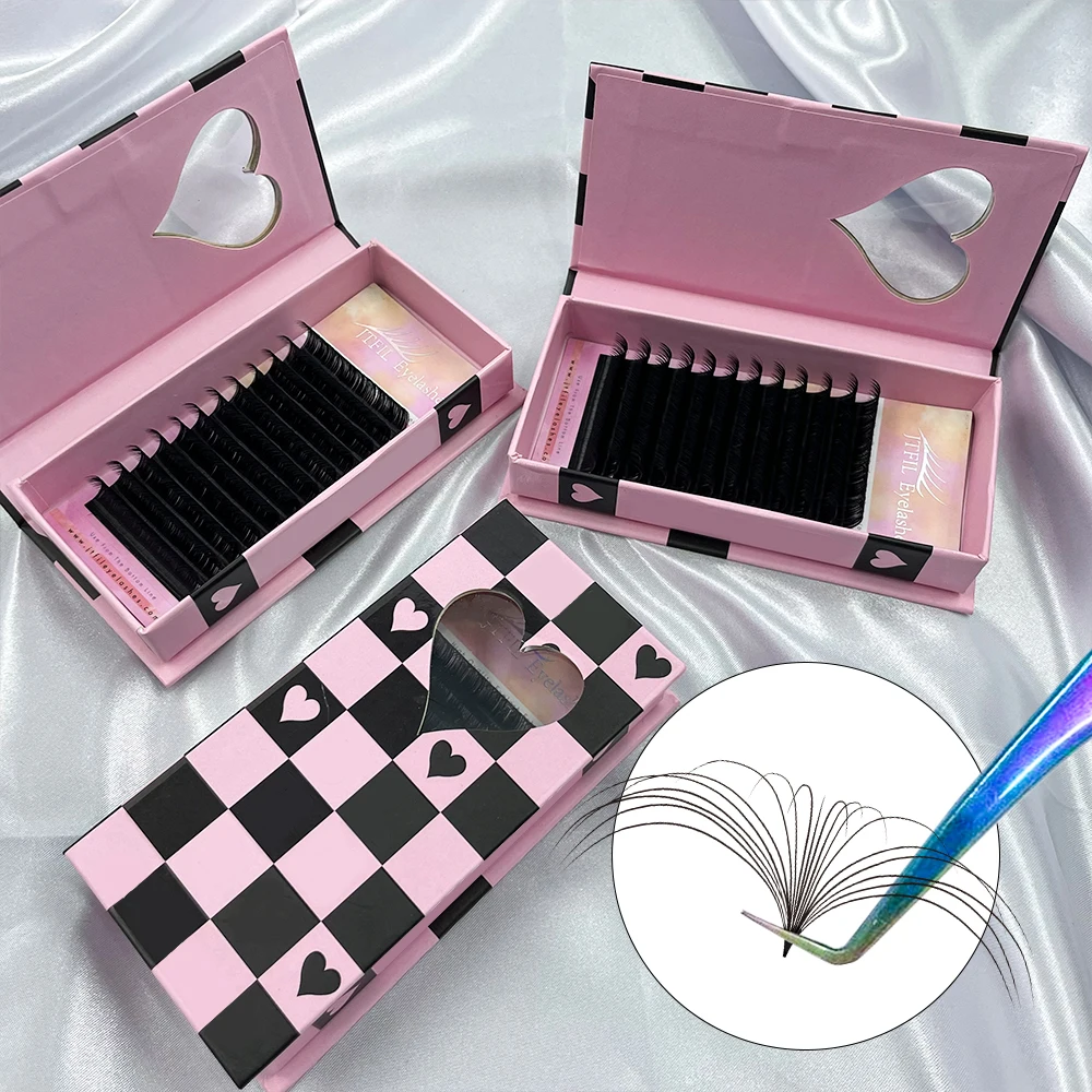 Custom Label Lash Extension Box Easy Fan Lashes Hand Made Dark Matte ...