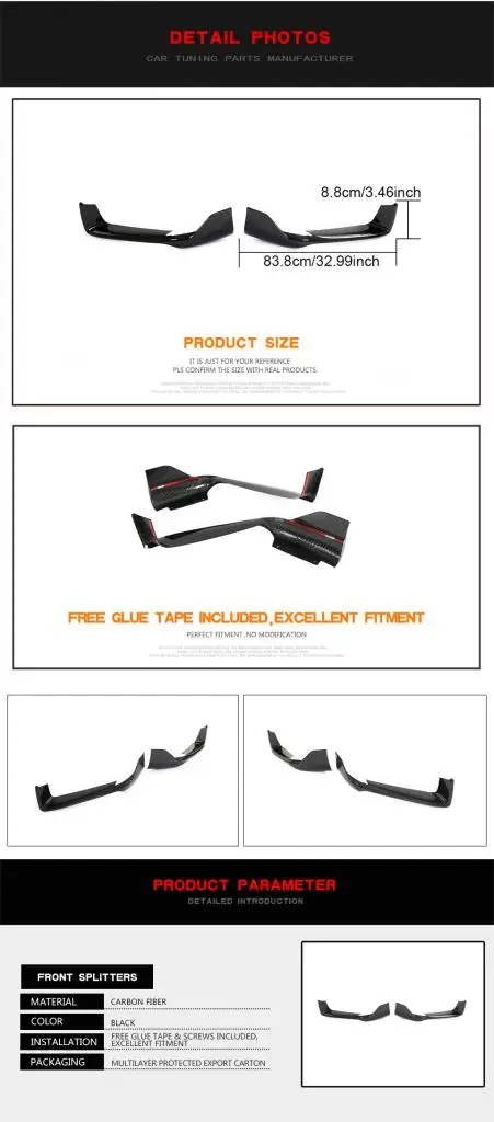 Carbon Fiber Front Bumper Splitter for Porsche 911 992 Carrera 4 S 4S ...