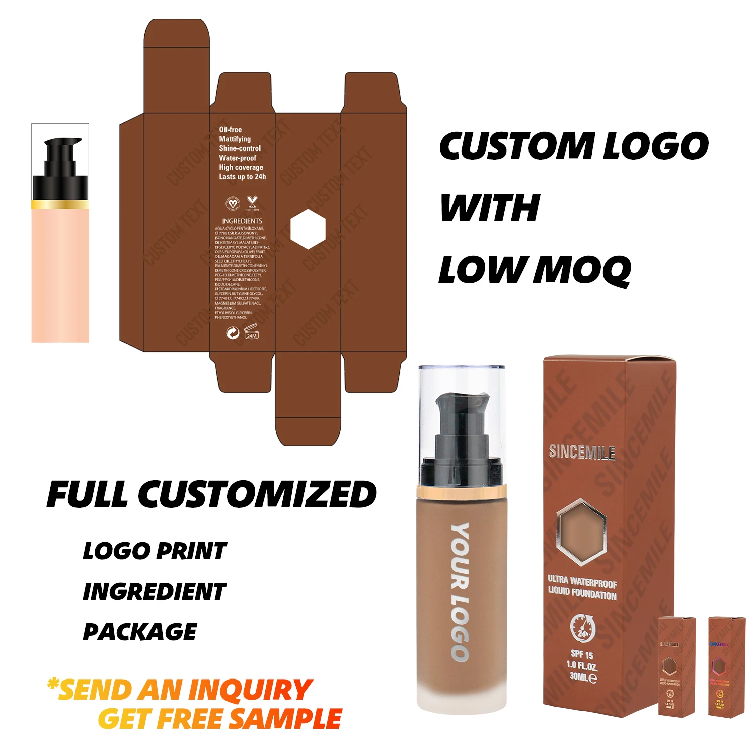 No Logo Foundation with Display Stand - Custom Logo Makeup