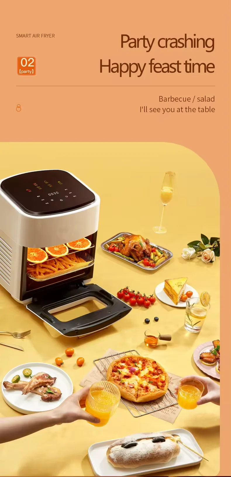 15L Whole Chicken Toaster air Fryer Oven Deep Frying Electric Hot air ...
