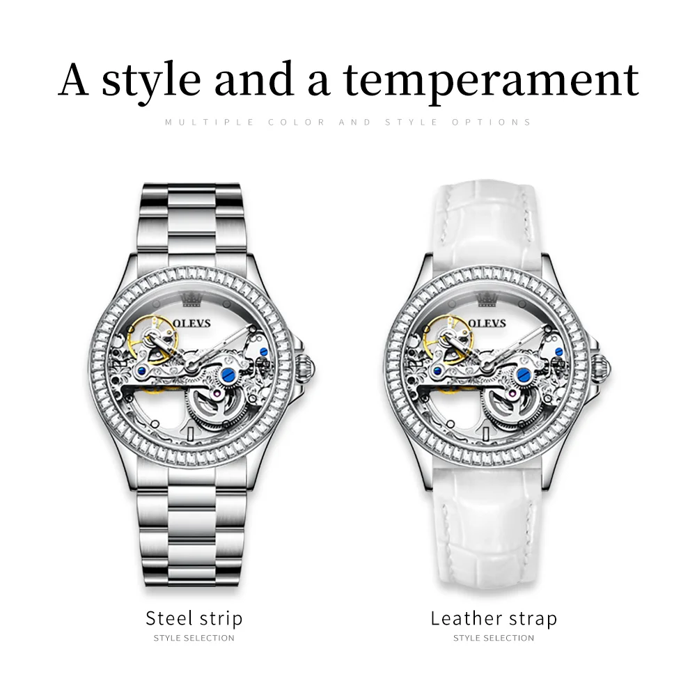 Alibaba.com: OLEVS 6699 Women's Mechanical Automatic Skeleton Watch ...