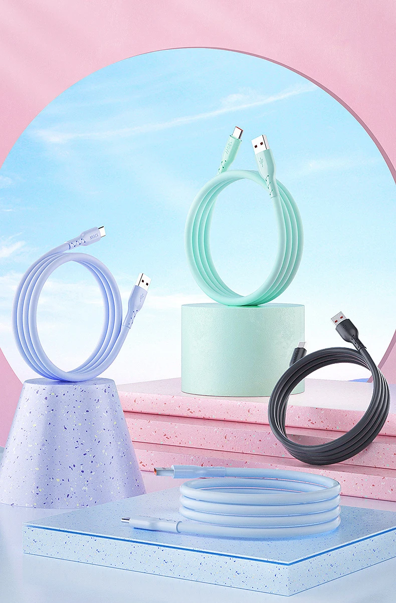 Colour Tpe Silicone 6a Current Usb C Mobile Phone Data Cable 120w Type ...