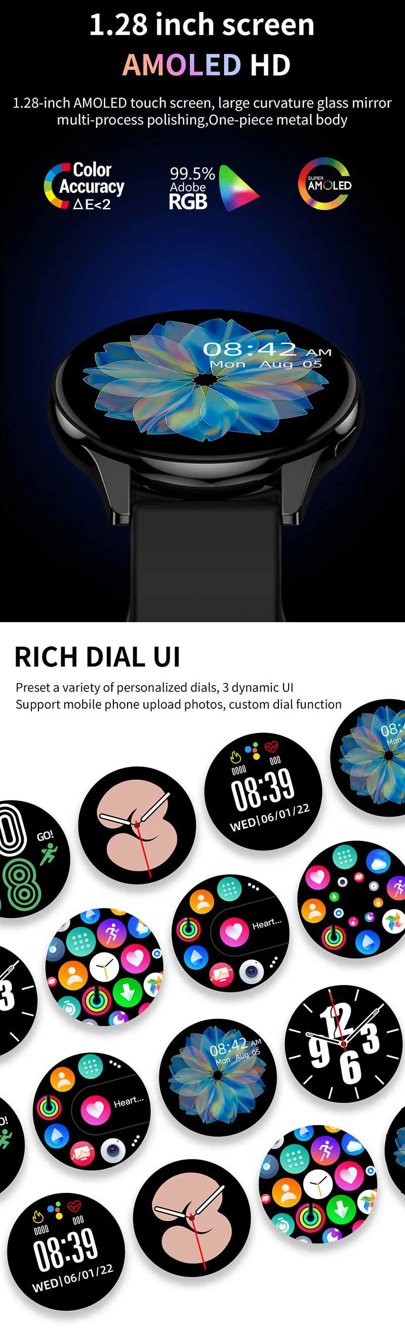 Silicone T2pro Smart Watch 360*360 Full Screen Touch Screen Wristband ...