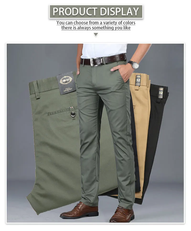 Wholesale Blank Office Khaki Mens Business Pants Black Cotton Spandex ...