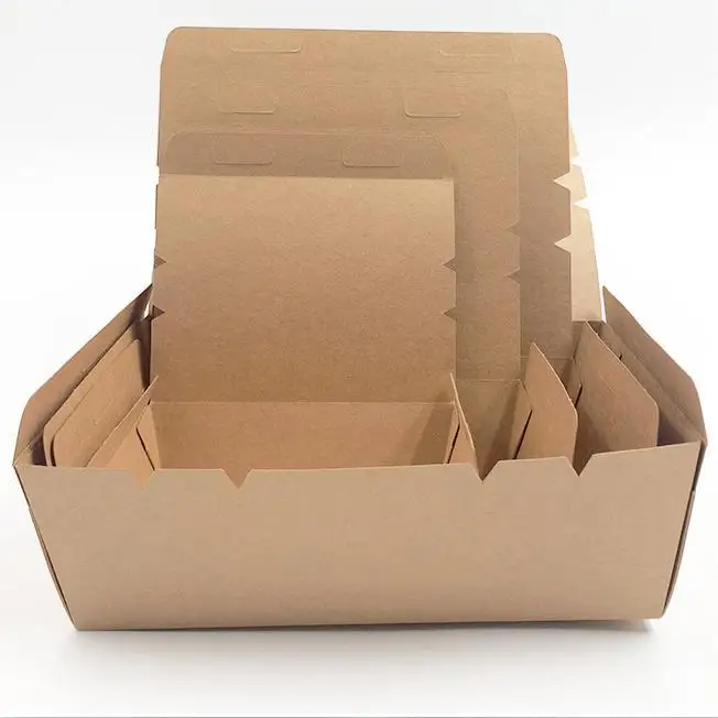 Kraft Paper Food Box Fast Food Fried Chicken Takeaway Packing Oil-proof ...