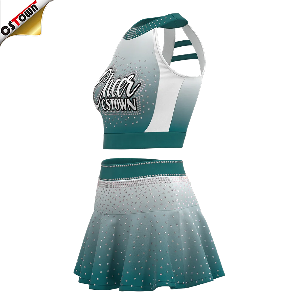 2024 New Arrivals Cyan Cheerleading Practice Wear Cheerleading Tops for ...