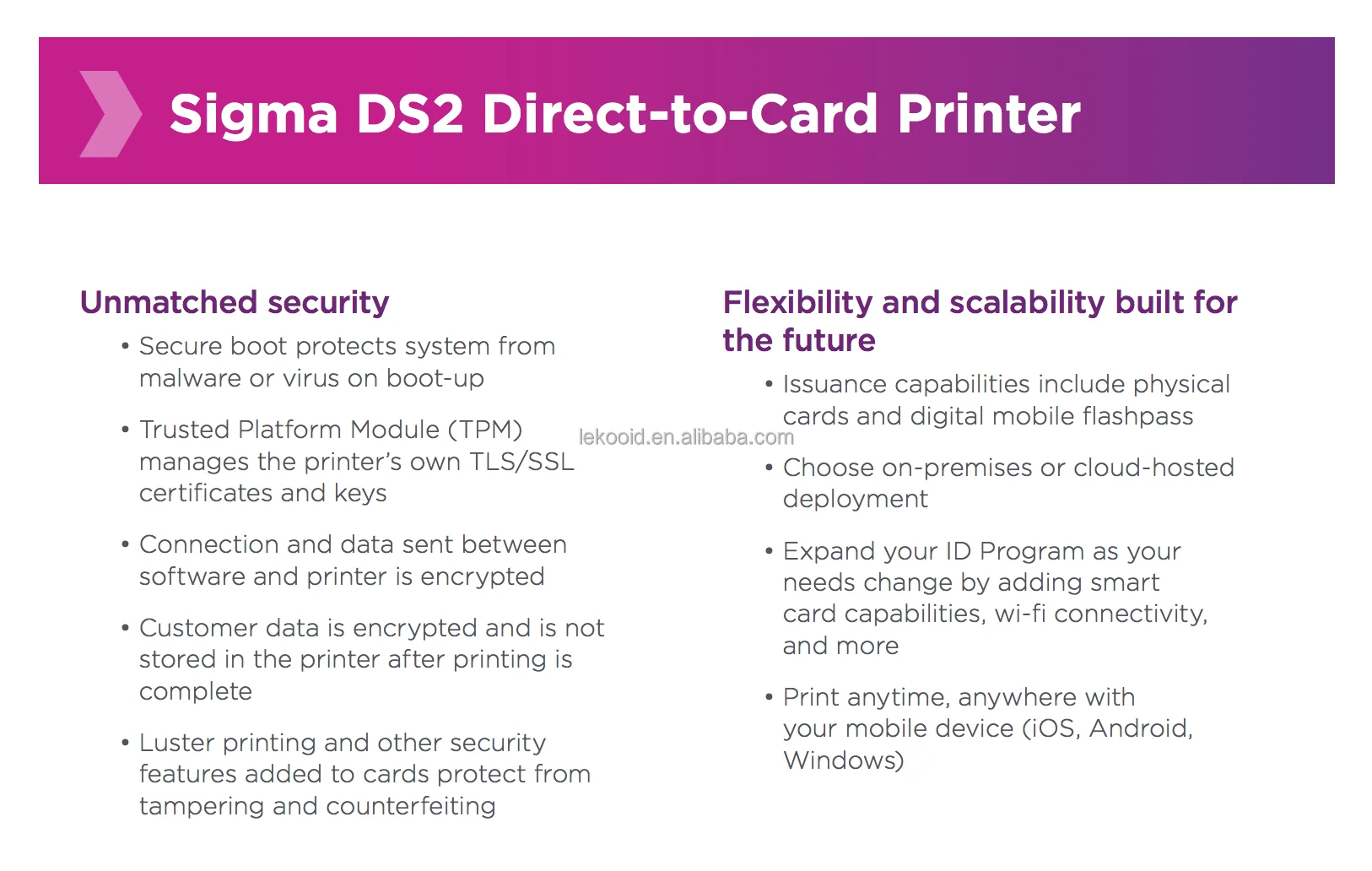 Entrust Sigma DS2 Duplex ID Card Printer - 300dpi Thermal Printing