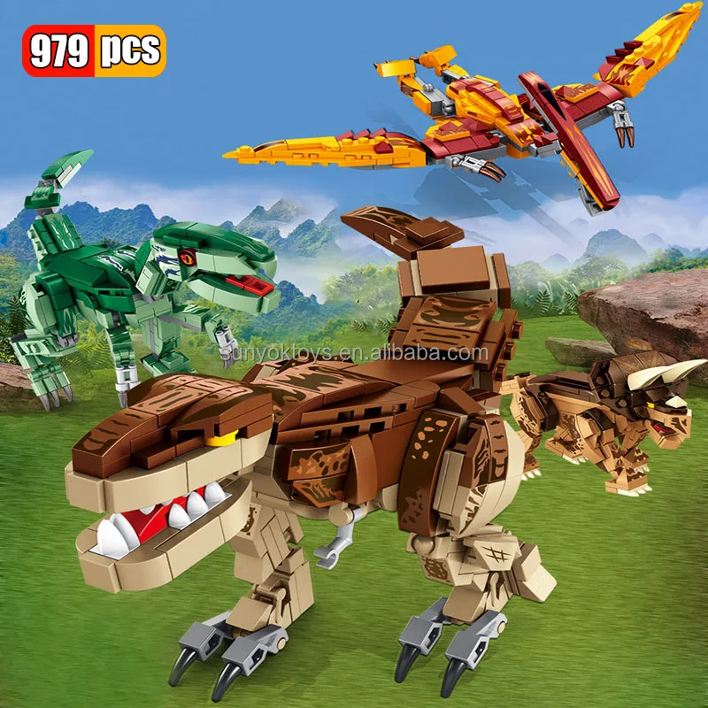 Panlos 3 In 1 Deformation Dinosaur Building Blocks 4 Styles /set ...