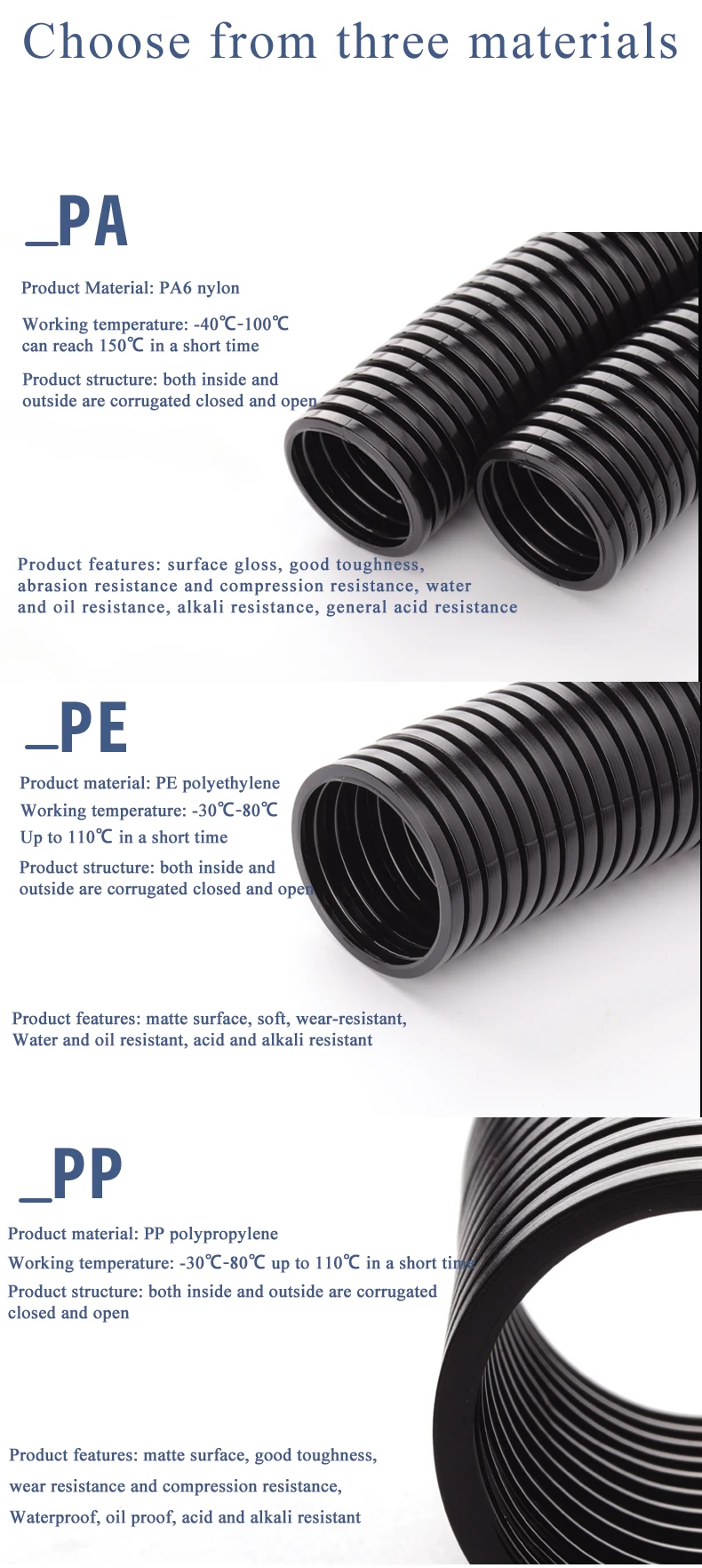 Wholesale Plastic Flexible Hose - PA Bellows Tube OEM