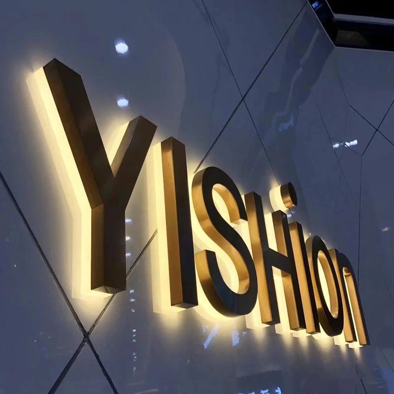 Gold Metal Letters Business Shop Signs 3d Acrylic Logo Custom Led ...