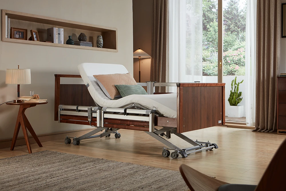 Tecforcare Electric Nursing Home Bed with Wood Headboard ...