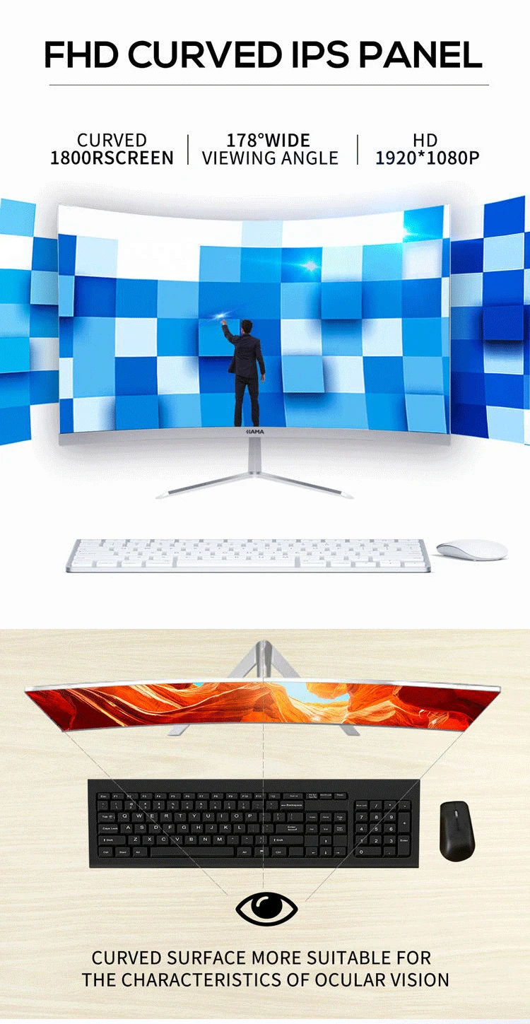 Hot Seller Desktop 24"/27" Curved Hd All In One Pc - Buy All In One Pc ...