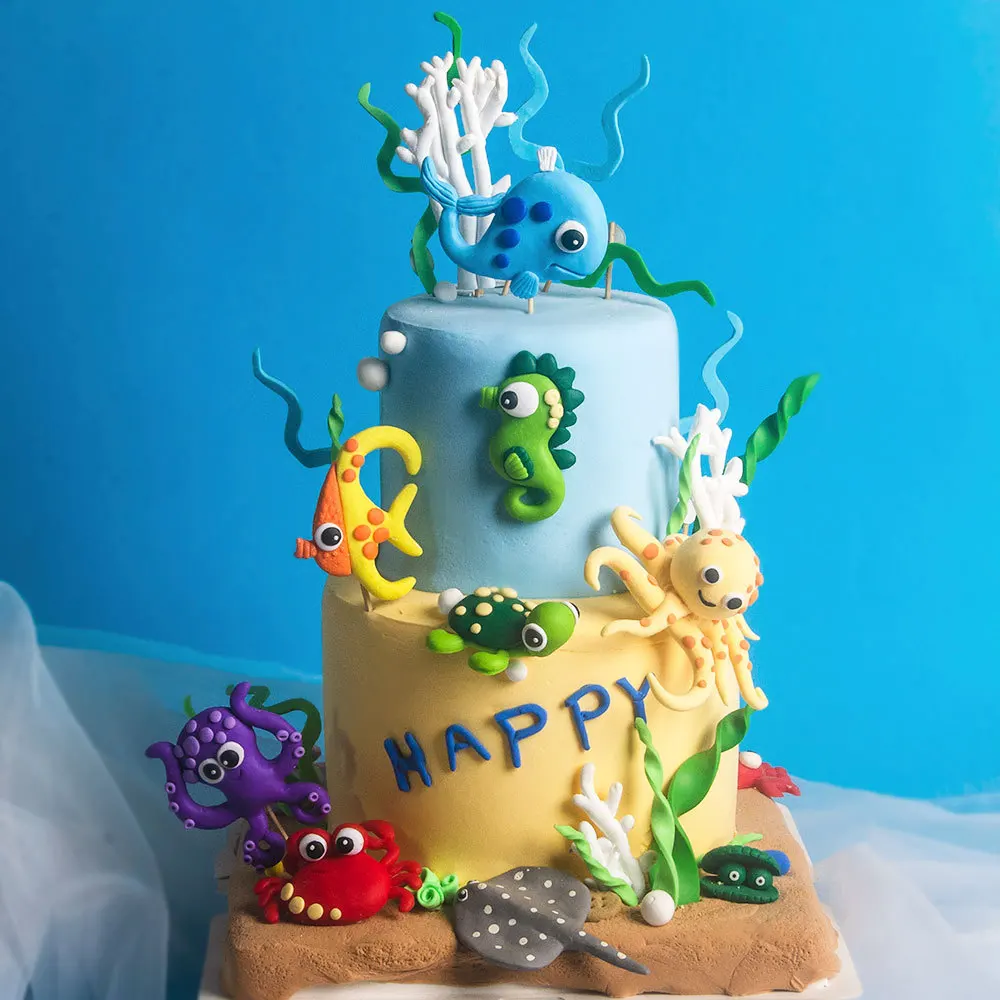 Ocean Sea Theme Birthday Cake Decoration Toppers Baby Shower Whale ...