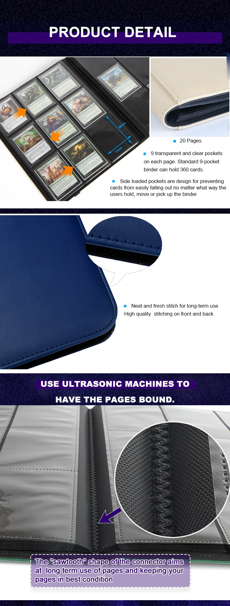 Custom Retail PU Leather 9 Pocket Album - HENWEI Trading Card Factory