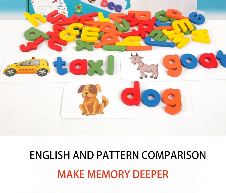 26 Letters Wooden Montessori Spelling Alphabet Sight Words Flash Cards ...