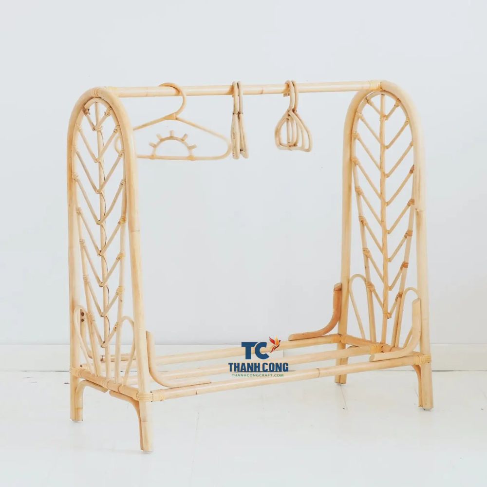 Vietnam Factory Rattan Clothing Rack Hanging Rack Standing Clothes Rack ...