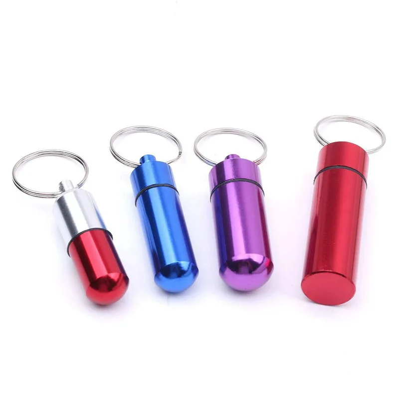 17mm*48mm Aluminum Alloy Medicine Bottle Keychain Case Container ...