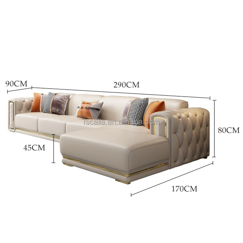 Luxury Leather L Shaped Sofa - Perfect for Living Room