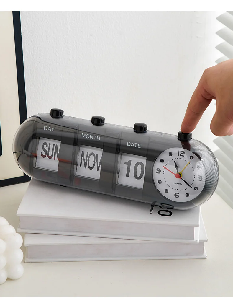 Easy to Read Flip Desk Clock - Modern Plastic Handicraft