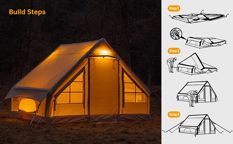 Glamping Canvas Inflatable Outdoor Camping Camper Tent,Customized ...