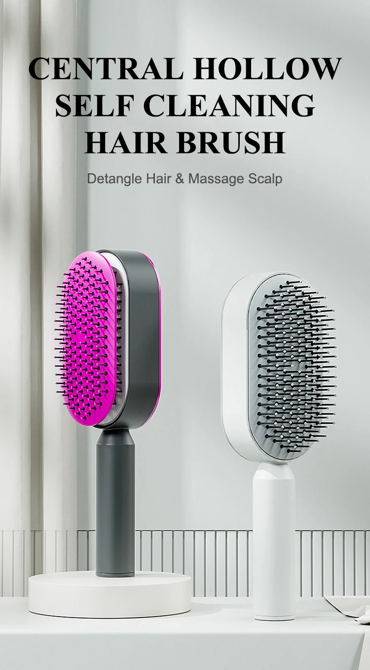 Private Label One-key Clean Up Detangling Hair Brush Custom Logo ...