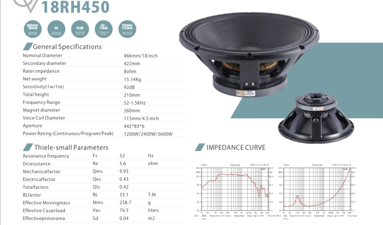 Lf18x451 18 Inch Big Power 457mm Ferrite Magnet Woofer Speaker Driver ...