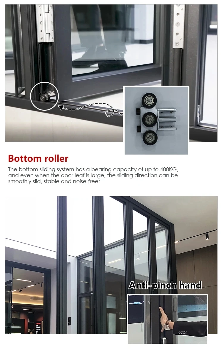 Bifbifolding Black Powder Coated Metal Aluminum Folded Doors Exterior ...