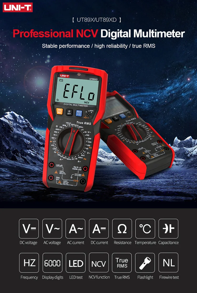 UNI-T UT89X Digital Multimeter - True RMS & NCV 20A