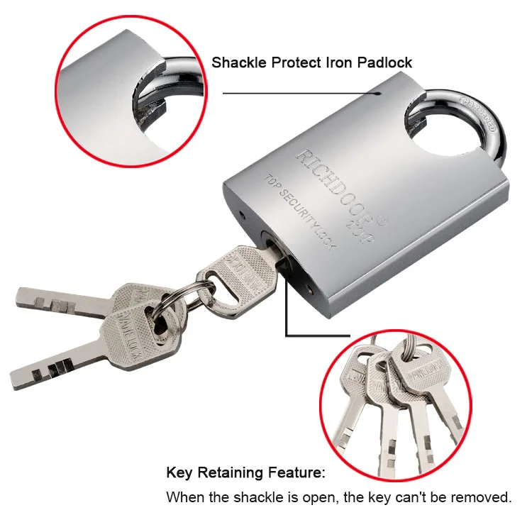 Cut-proof Heavy Duty Lock Sliver Color Cr-plated Iron Installable Brand ...