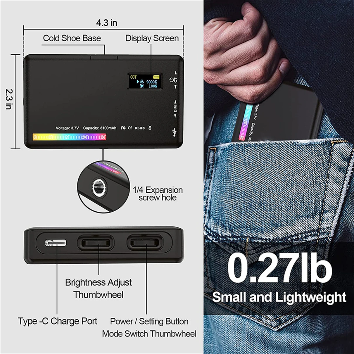 Rd Smartphone Vlogging Kits Wireless Remoter Control Selfie Video Light ...