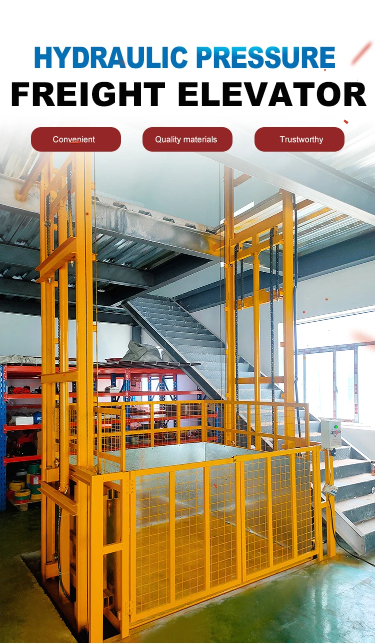 1ton Freight Elevator For Loading Basement Hydraulic Goods Lift ...