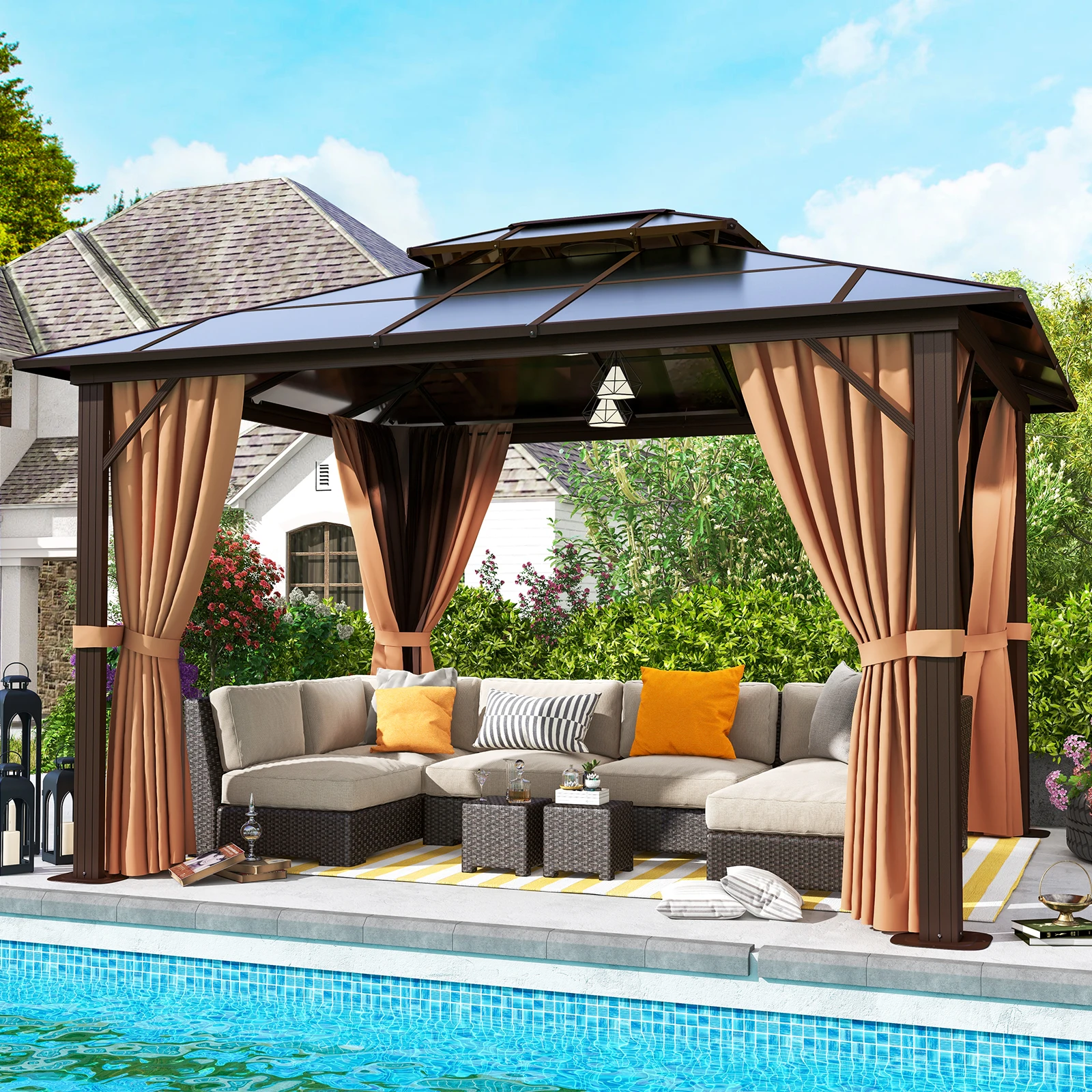 Moche 10x12ft Aluminum Frame Gazebo - Waterproof & Uv-fighting