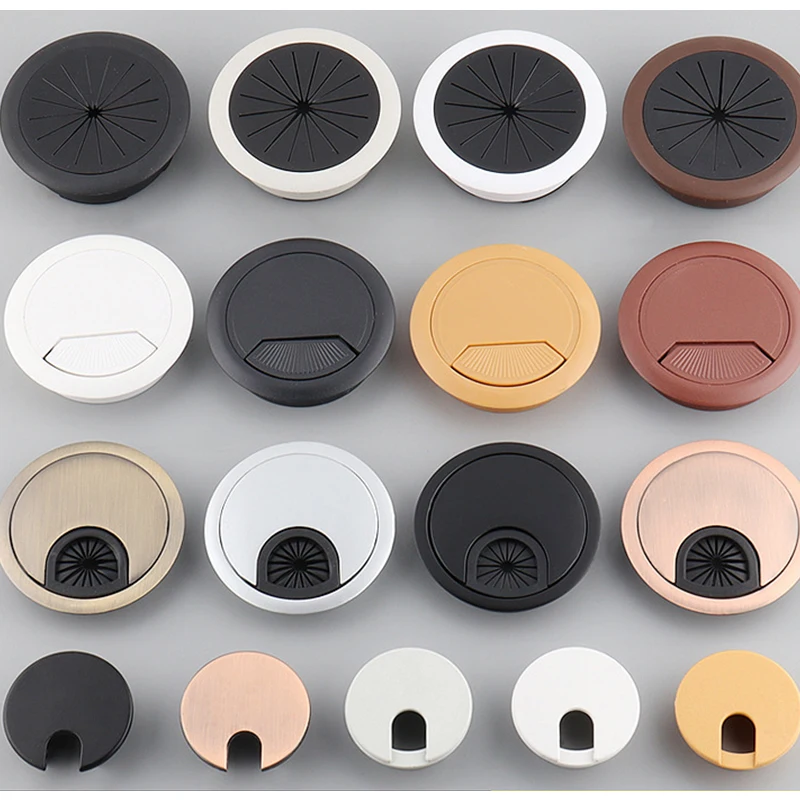Office Cable Hole Cover Cord Grommets 60mm White Black Desk Wire ...