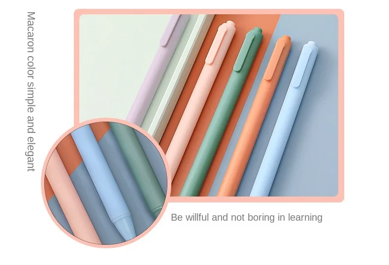 Simple Macaron Color Gel Pens - Solid, Erasable Black Ink