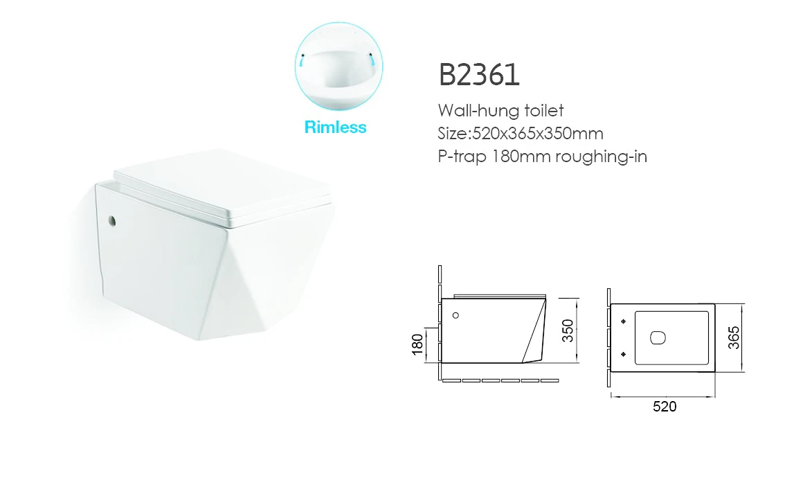 Modern Style Sanitary Ware Ceramic Square Wc Toilet Wall Hung Toilet ...