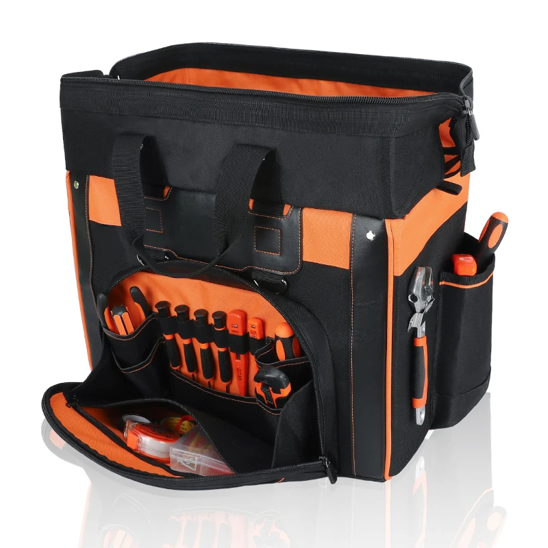 Portable Polyester Pull Rod Tote Trolly Tool Storage Bag With Wheels ...
