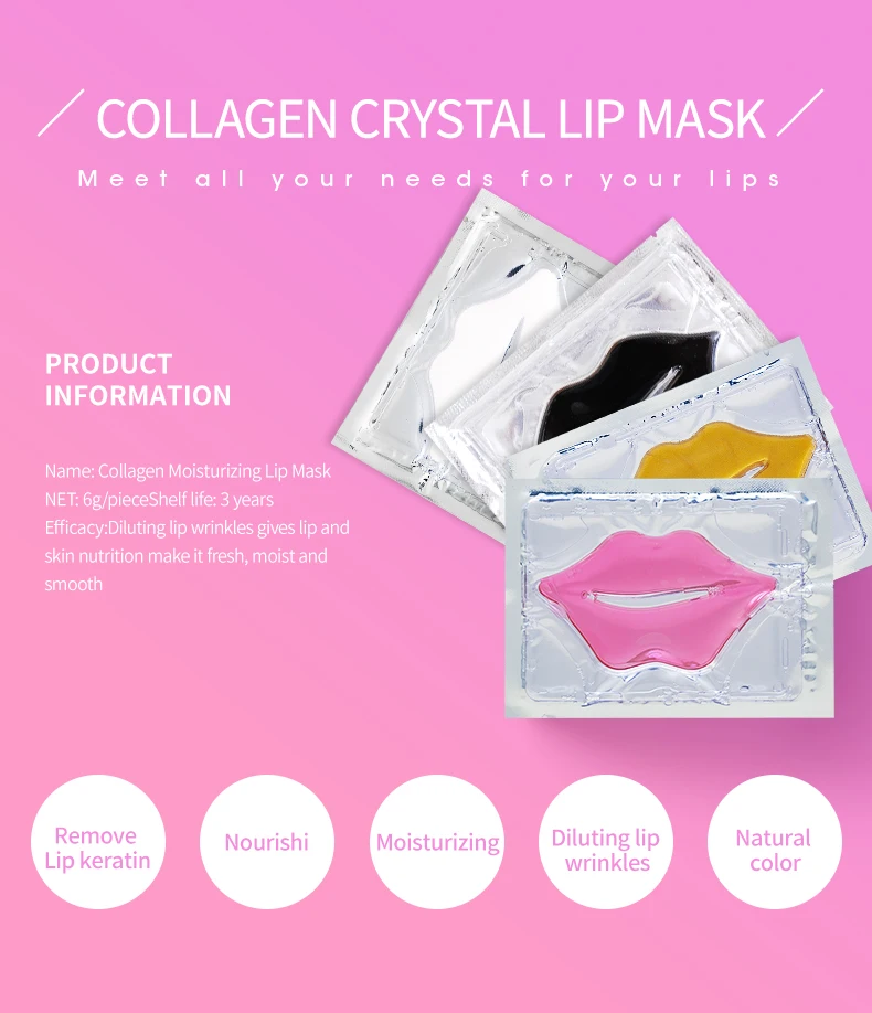 24k Golden Crystal Lip Masks Hydrating Lip Plumper Mask Collagen ...