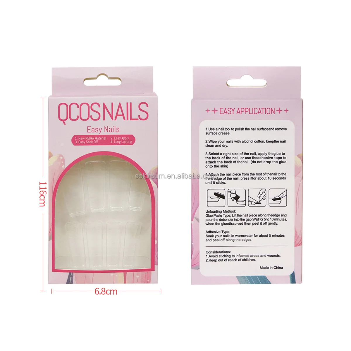 Foldable Custom Nail Packaging Box With Plastics Insert And Pvc Window ...