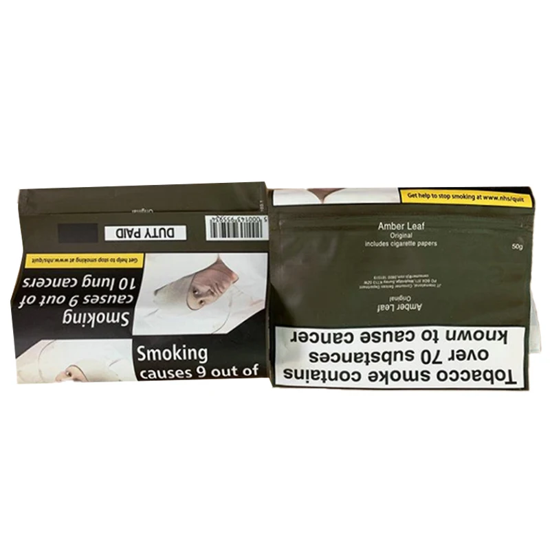 Custom Smell Proof Amber Leaf Smoking Pouch Plastic Wraps Hand Rolling ...