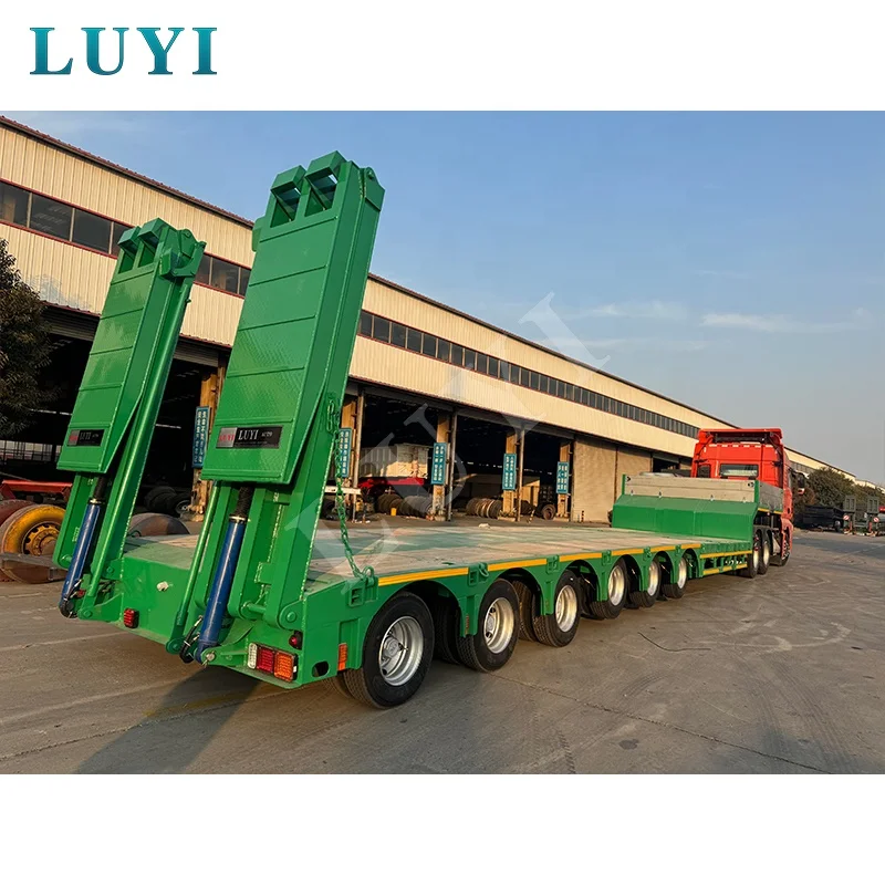 Luyi 6 Axle Low Bed Semi Trailer 120 Tons Carrying Crane Excavator Bpw ...