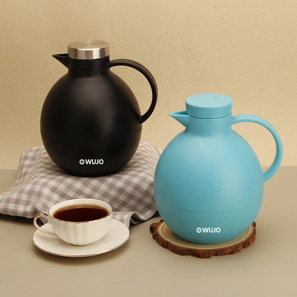 WUJO 1L Pink Glass Refill Coffee Pot - Insulated Thermos