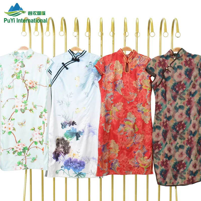 Qipao Chinese Traditional Dress Silk Satin Cheongsam Long Second Hand ...
