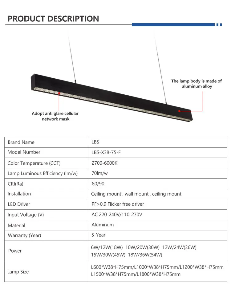 Modern Office Pendant Light 4ft Purification Fixture Tube New Linkable ...